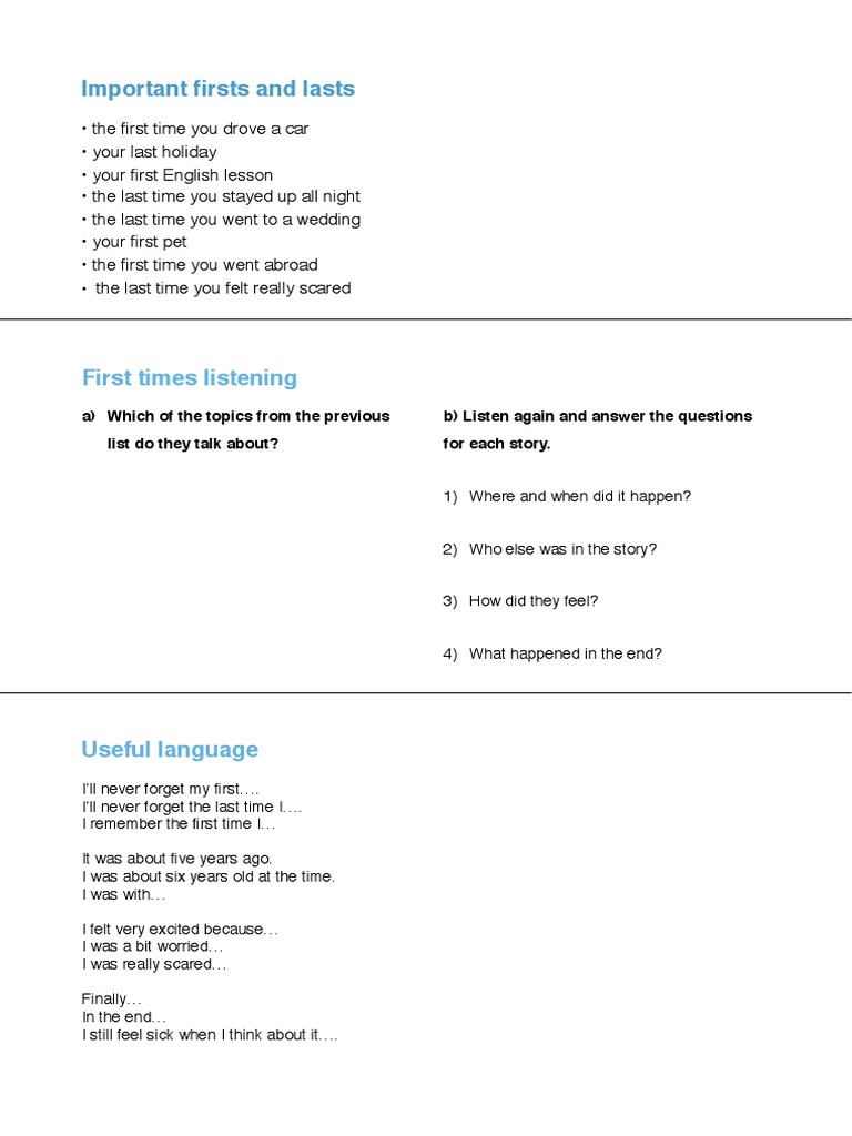 Important Firsts - Listening | PDF