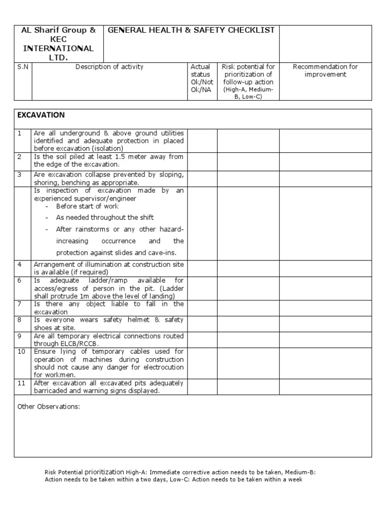 General Safety Check List | PDF | Occupational Safety And Health | Safety