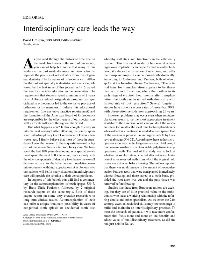 Interdisciplinary Care Leads The Way | PDF | Orthodontics | Dentistry