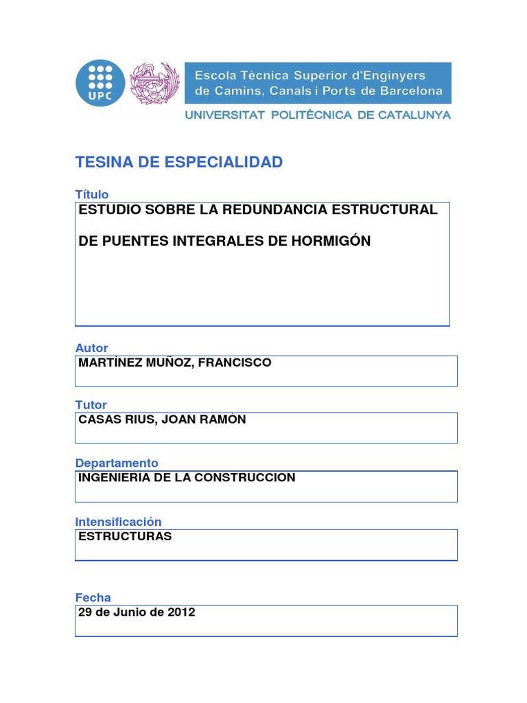 Redundancia Estructural Puentes Integrales PDF | PDF