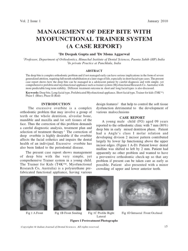 Management of Deep Bite Using Myofunctional Trainer | PDF | Mouth ...