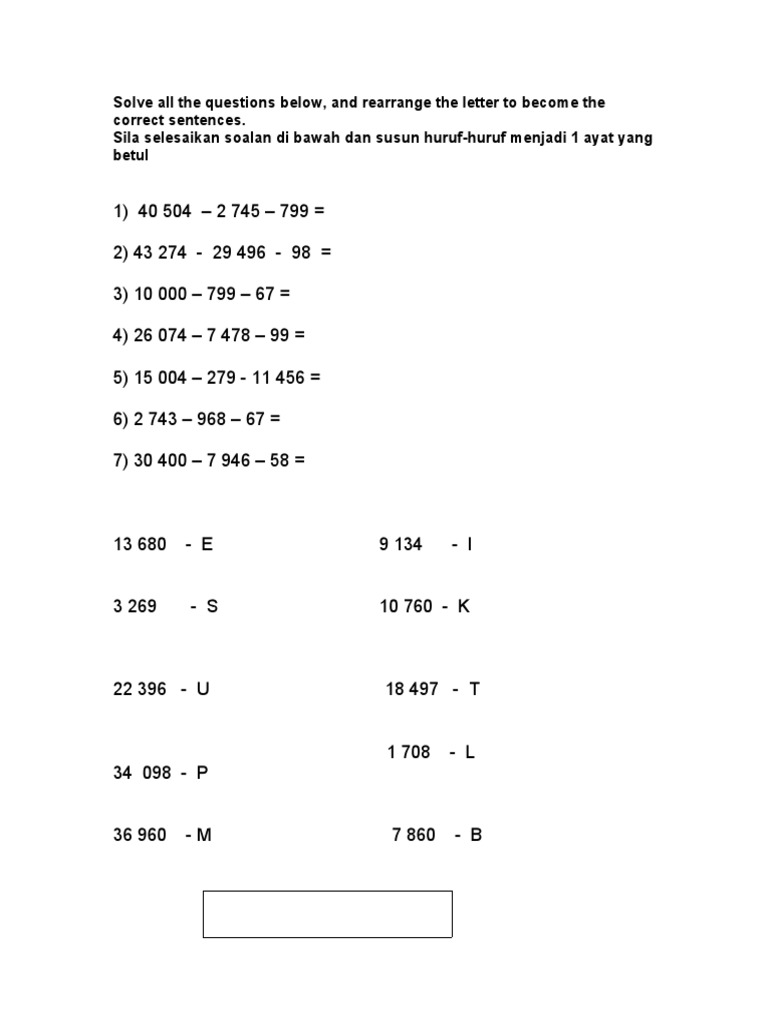 Math Problems and Letter Rearrangement | PDF