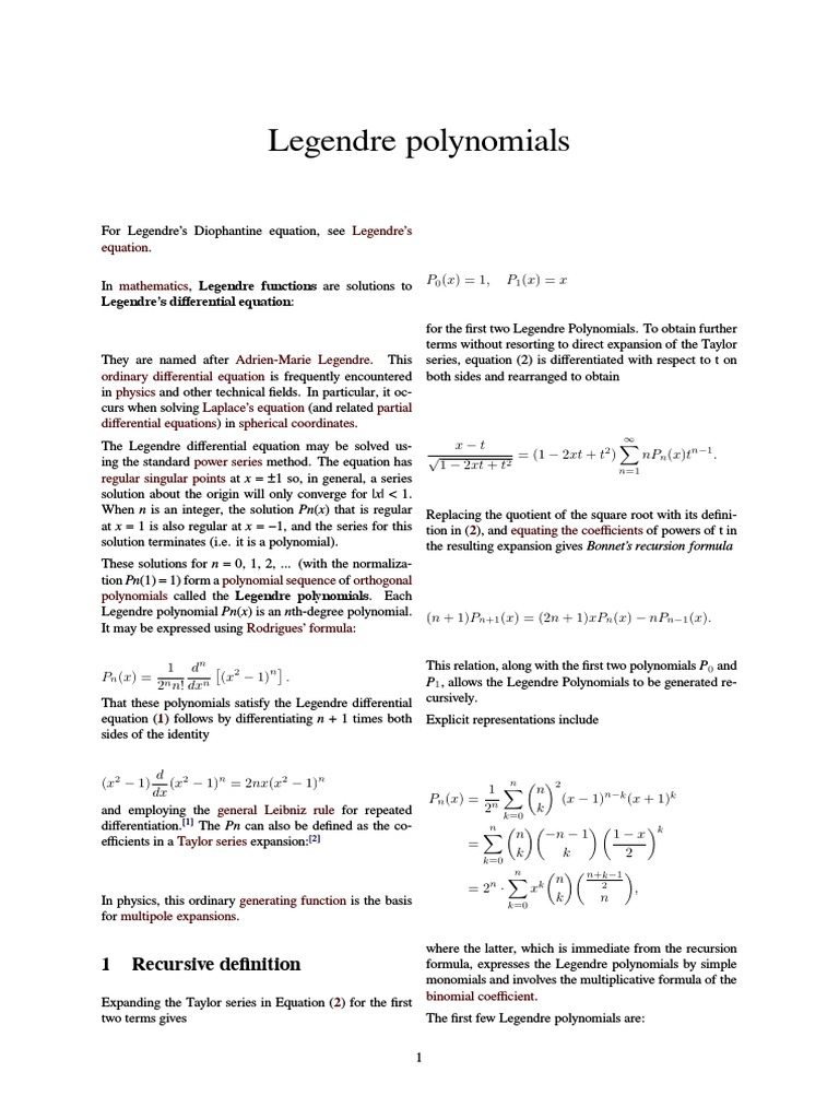 Legendre Polynomials | Mathematical Analysis | Analysis