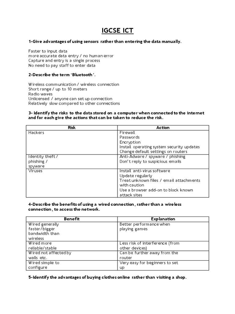 Edexcel IGCSE ICT Yearwise Question and answers | Printer (Computing ...