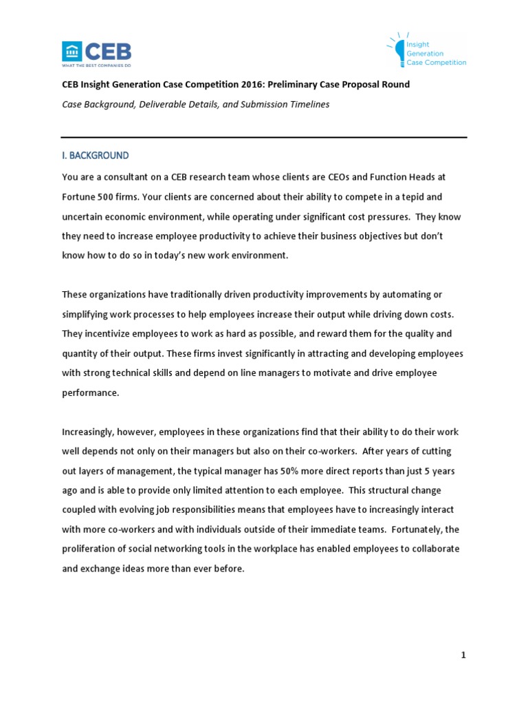 CEB Insight Generation Case Competition - Preliminary Case Proposal Round Brief | PDF