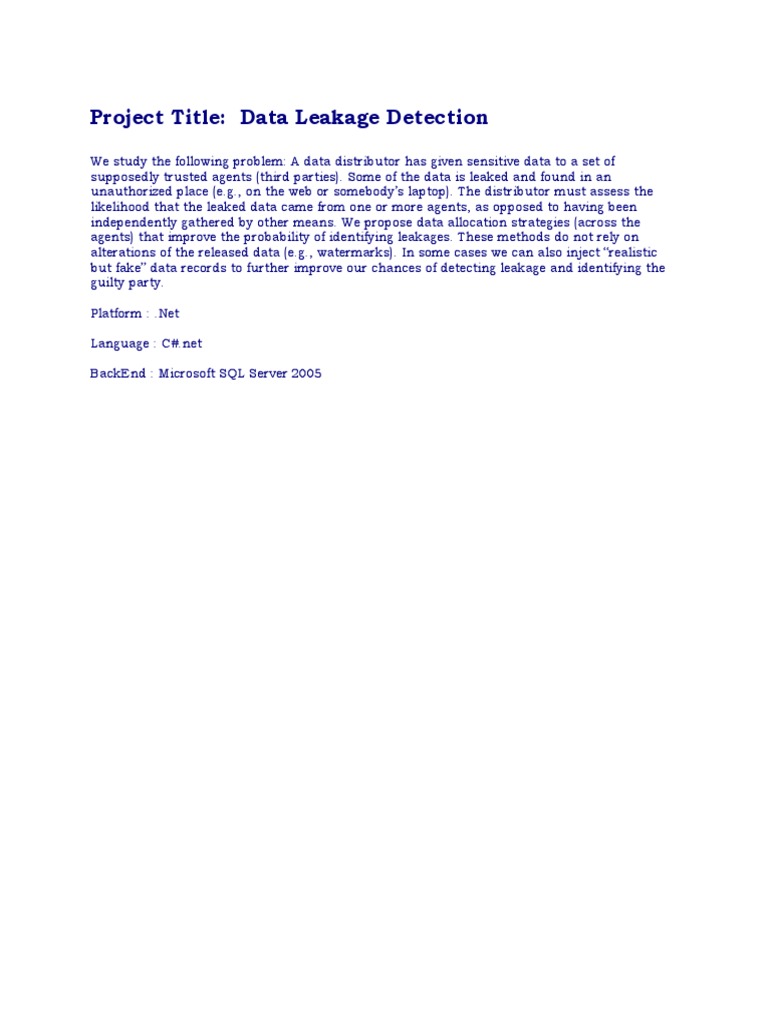 Project Title: Data Leakage Detection | PDF