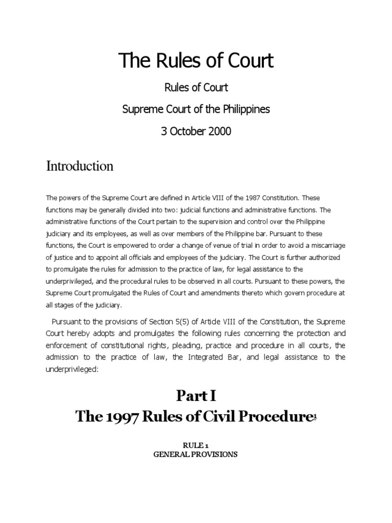 The Rules of Court | PDF | Pleading | Lawsuit