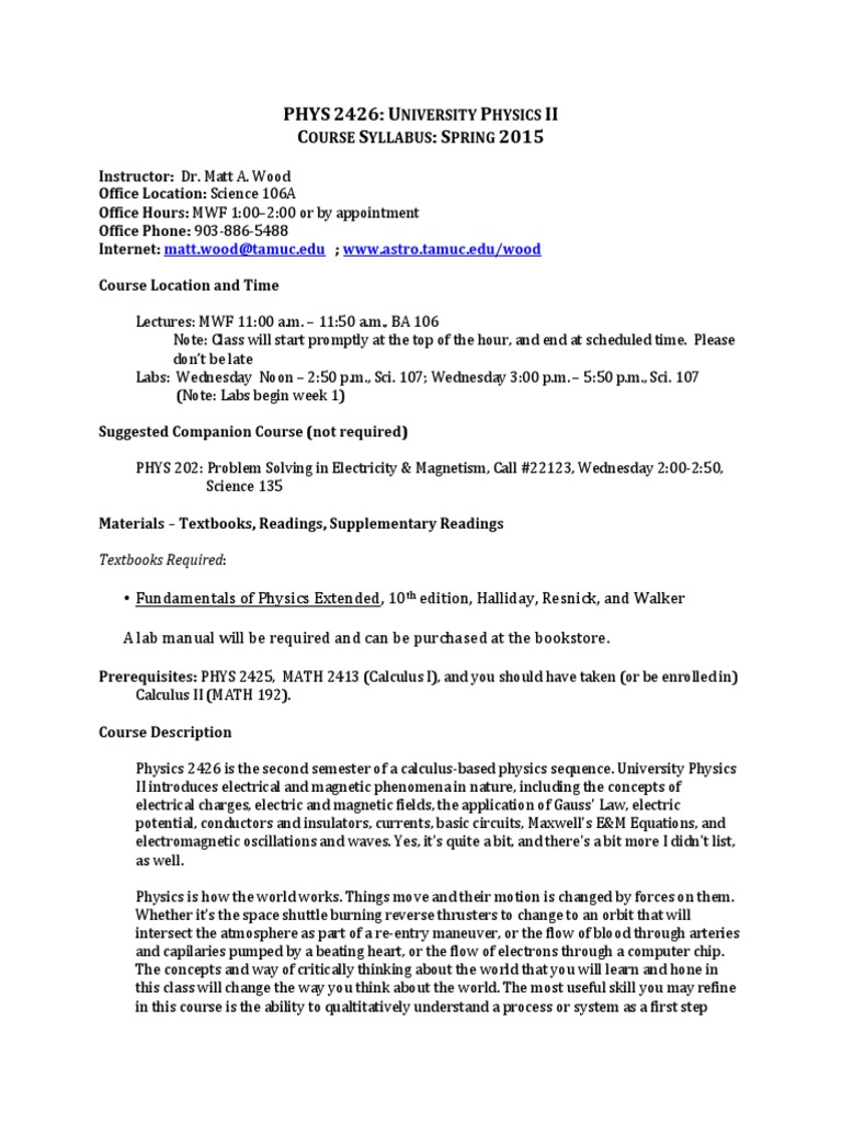 Phys 2426: U P II C S: S 2015: Matt - Wood@tamuc - Edu WWW - Astro ...