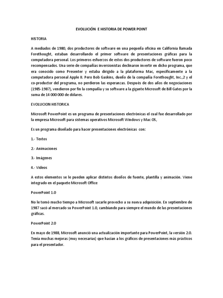 Evolución e Historia de Power Point | PDF | Microsoft PowerPoint ...