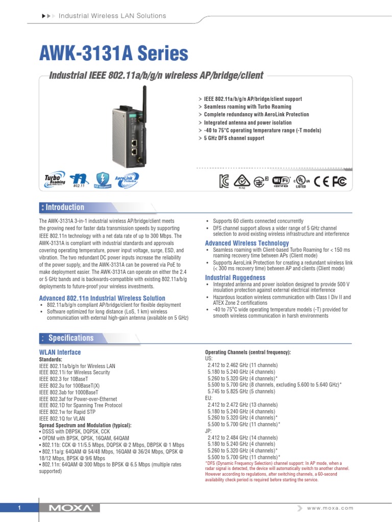 AWK 3131A Series | PDF | Ieee 802.11 | Wireless Lan