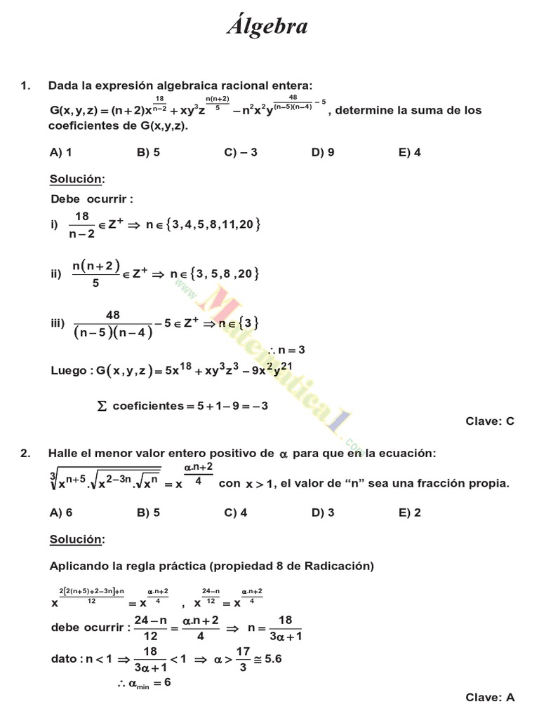 Algebra Basica | PDF | Ecuaciones | Álgebra