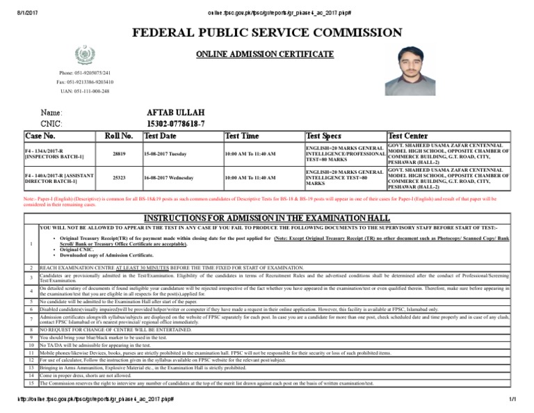 Online - Fpsc.gov - PK FPSC GR Reports GR Phase4 Ac 2017 | PDF ...