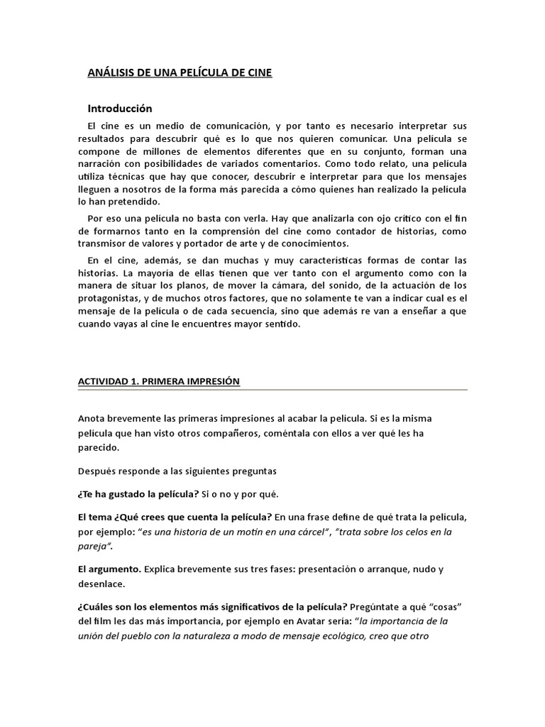 Analisis de Una Pelicula | PDF | Argumento | Science