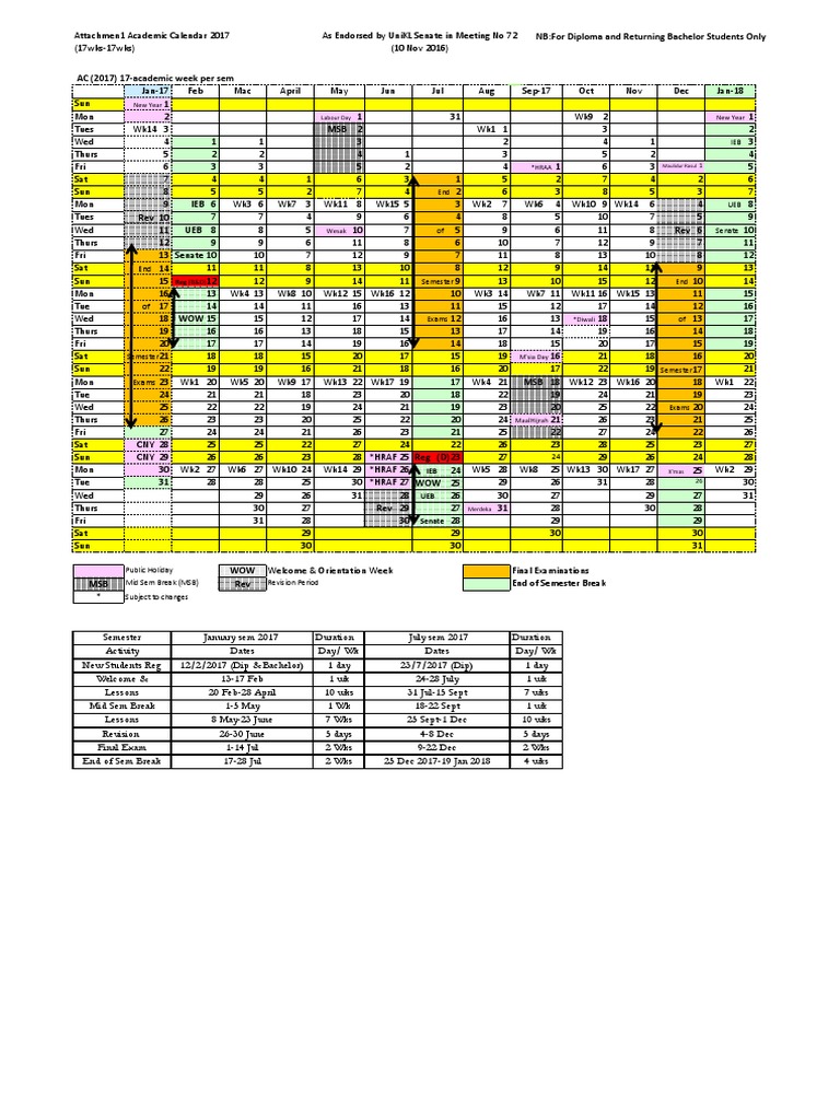 Academic Calendar 2017 | PDF