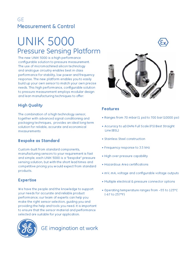 Unik 5000 Datasheet English PDF | Download Free PDF | Pascal (Unit) | Physical Quantities