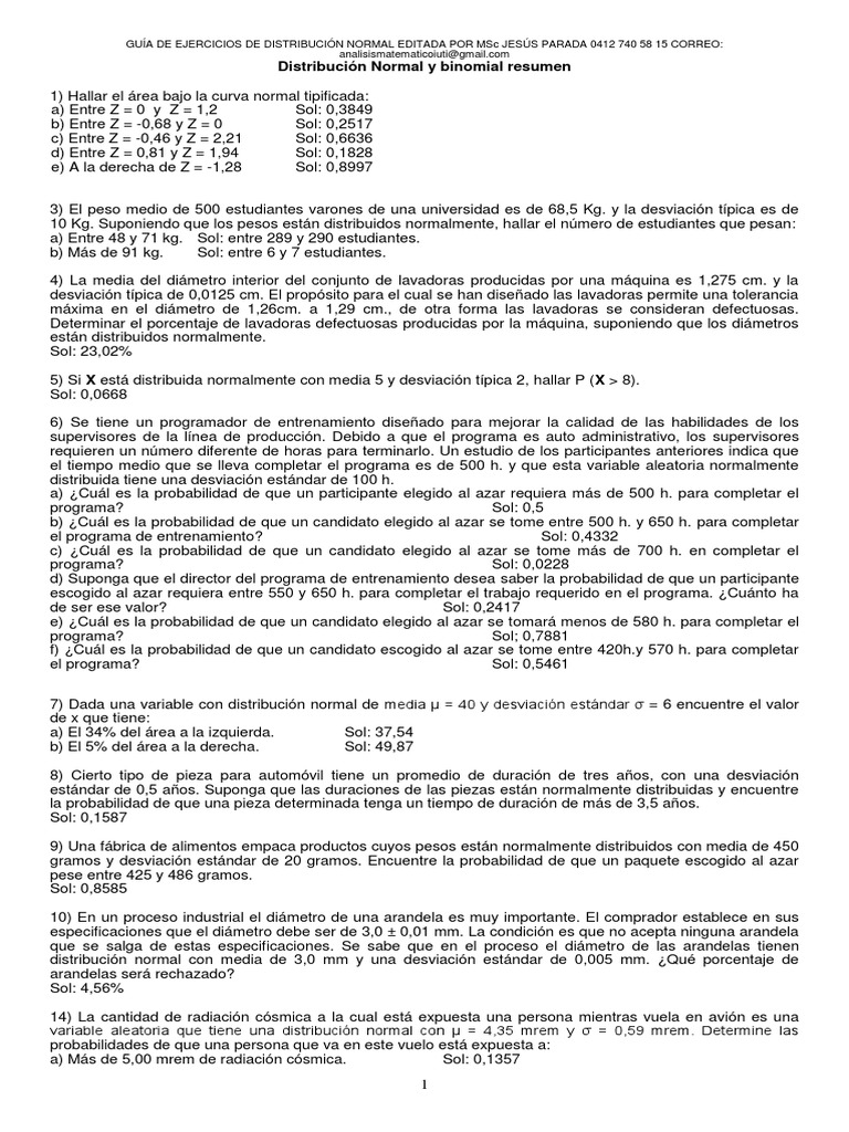 Distribución Normal y Binomial Resumen | PDF | Probabilidad | Distribución normal