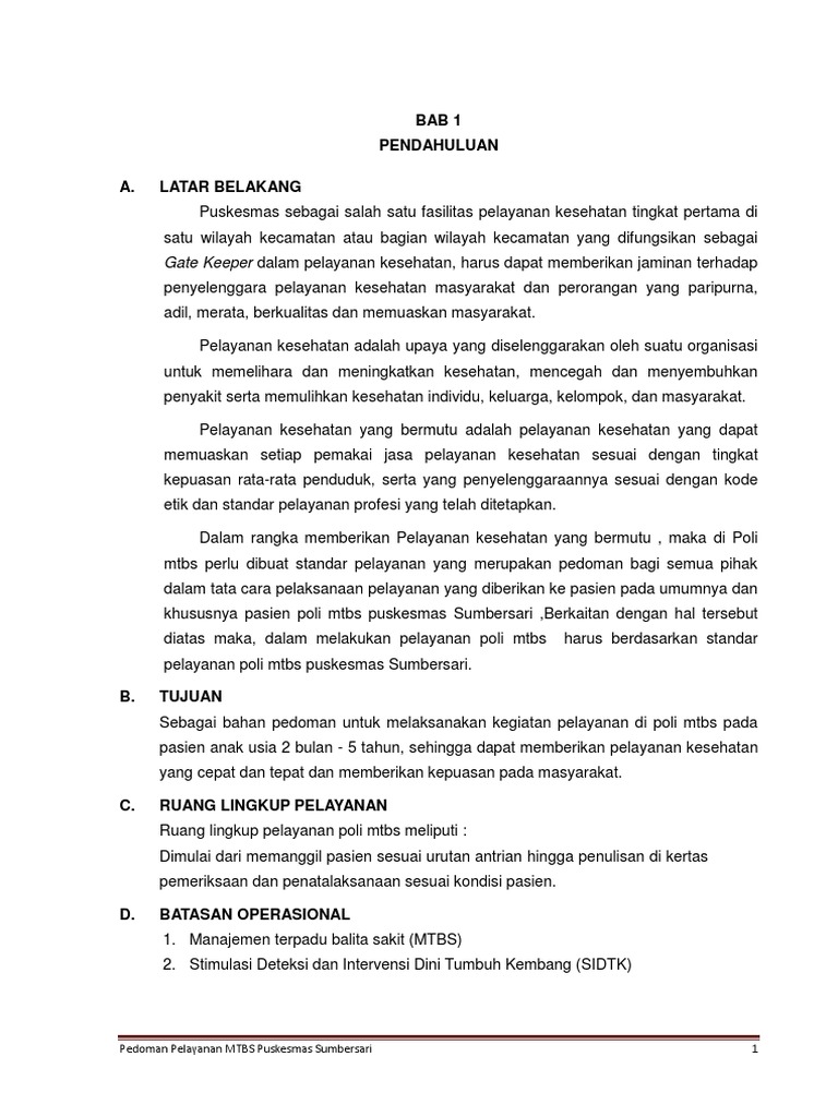 Pedoman Internal Mtbs | PDF