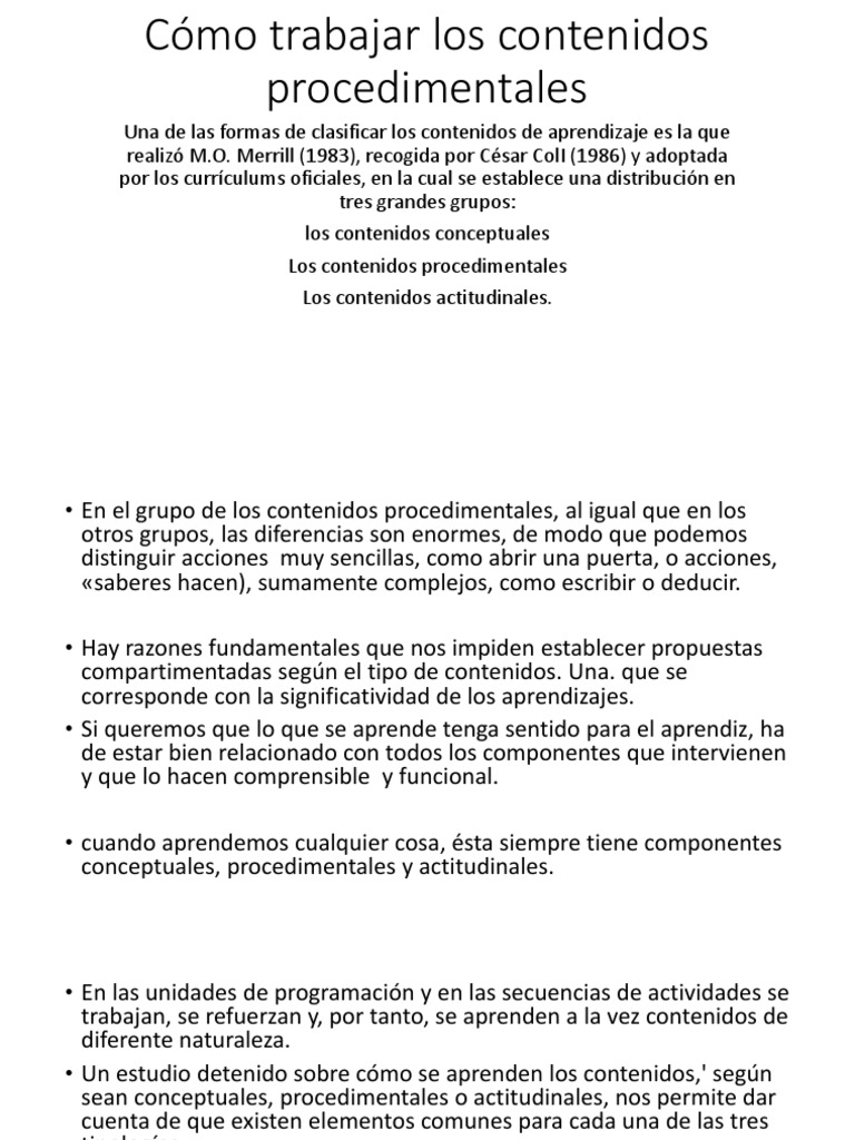 Contenidos Procedimentales | PDF | Función (Matemáticas) | Aprendizaje