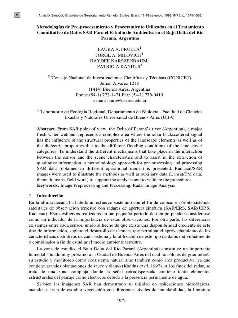 SAR data processing methods for wetland analysis | PDF | Antenna (Radio ...