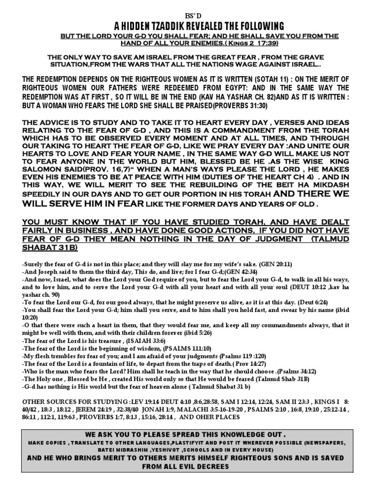 A Hidden Tzaddik Revealed The Following-E PDF | PDF | Names Of God In ...