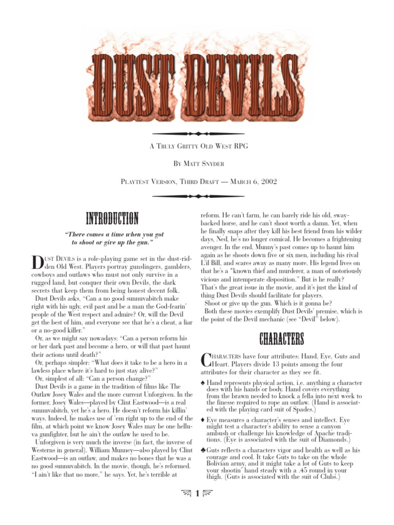 Dust Devils | PDF | Playing Cards | Gaming