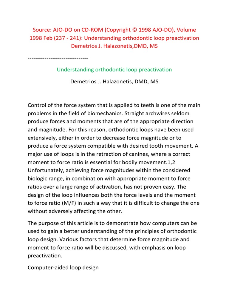 Understanding Orthodontic Loop Peractivation | PDF | Orthodontics ...