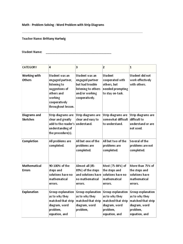 Math Rubric | PDF | Pedagogy | Teaching Mathematics