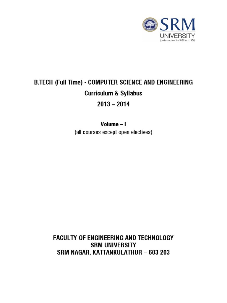 B.Tech Computer Science Curriculum 2013 | PDF