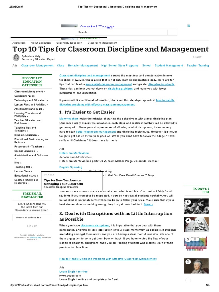 Top Tips For Successful Classroom Discipline and Management | PDF ...
