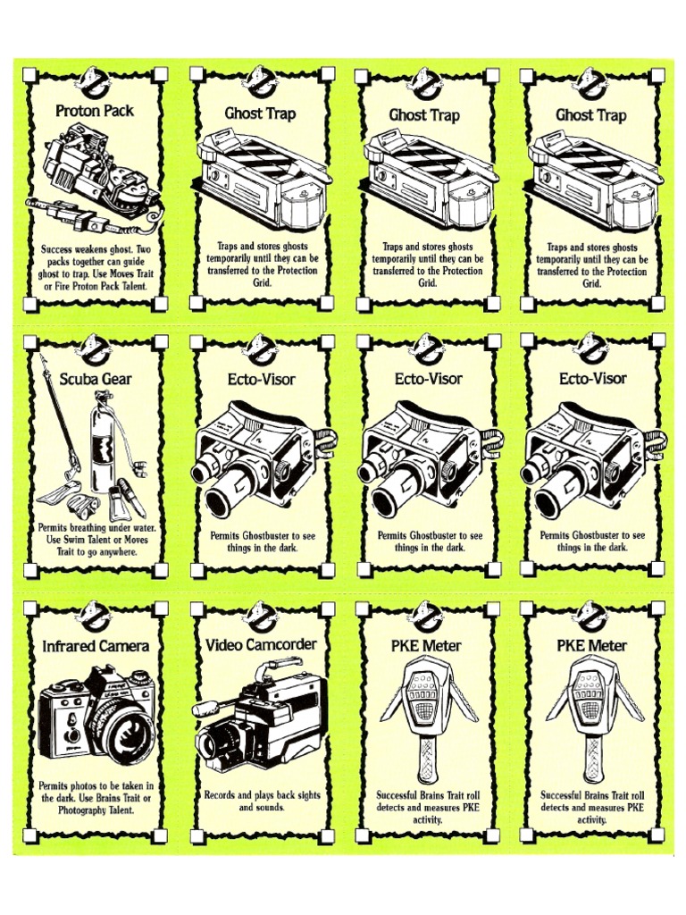 Ghostbusters Equipment Cards | PDF