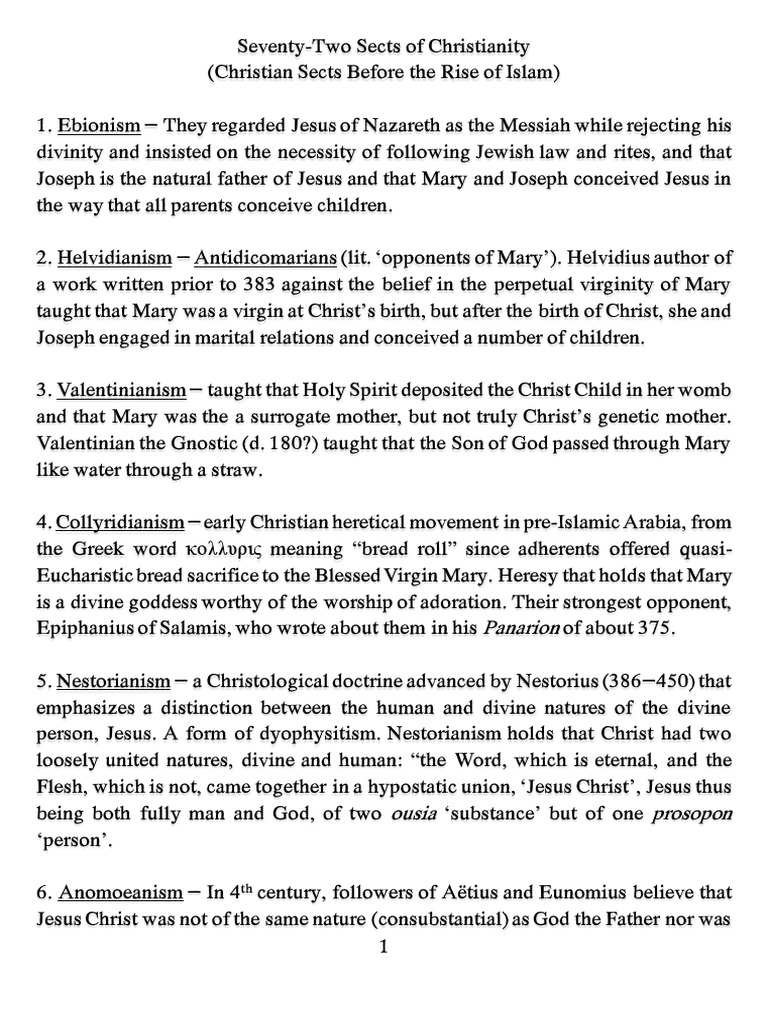 35 Christian Sects | PDF | Mary, Mother Of Jesus | Christology