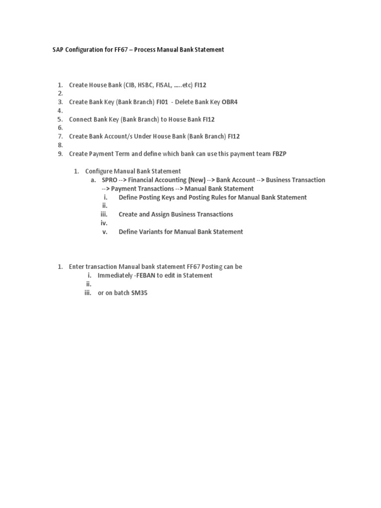 SAP Configuration For FF67 | PDF
