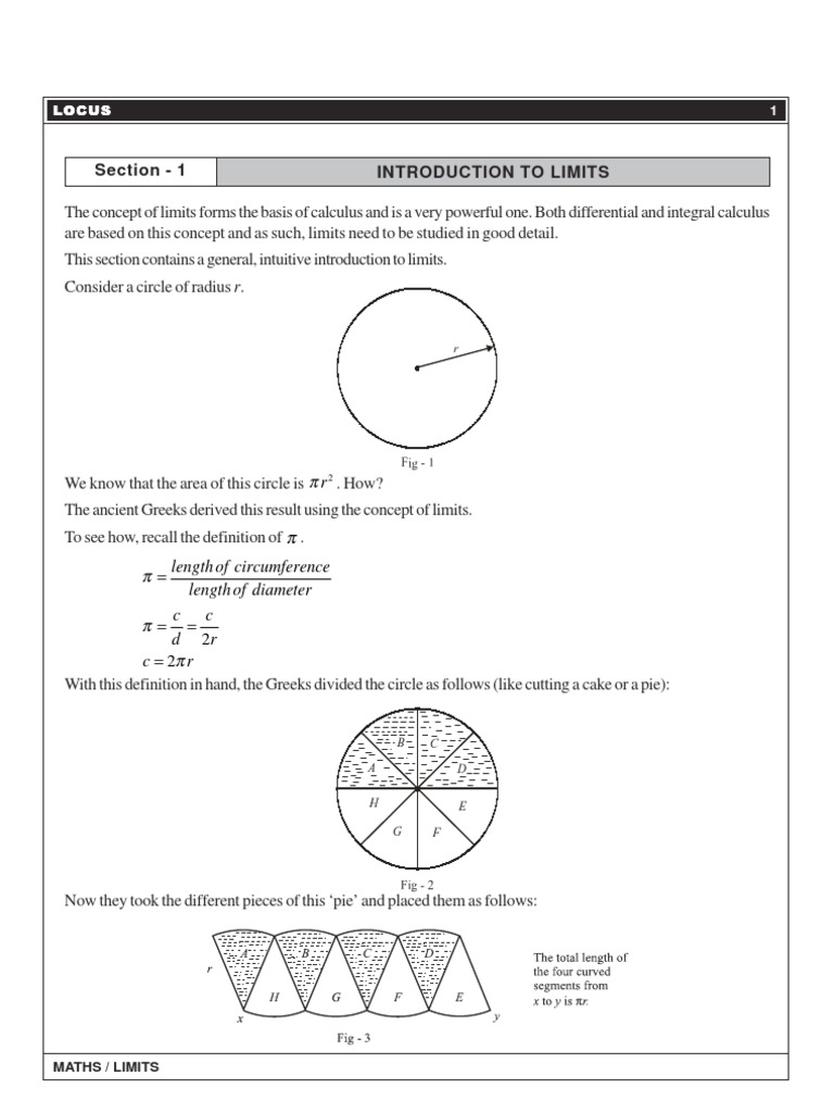 Limits | PDF | Area | Circle