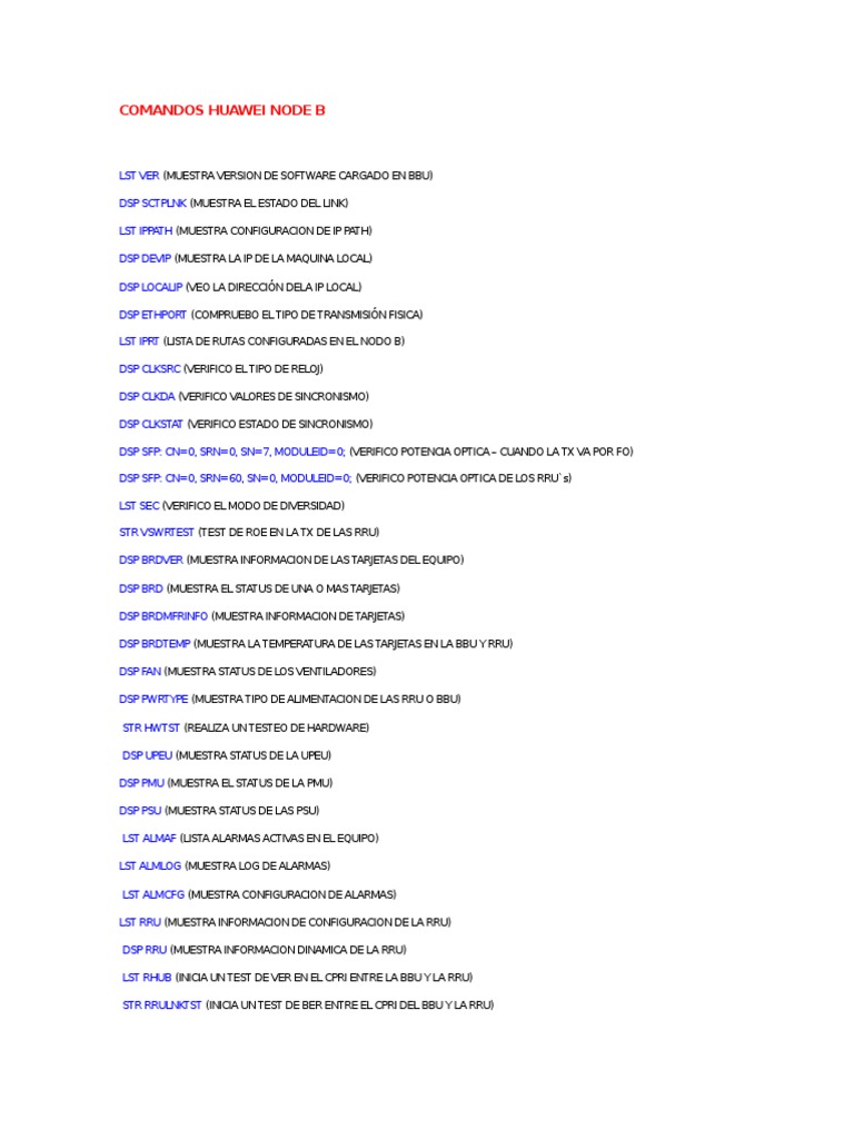 Comandos para Huawei Node B | PDF