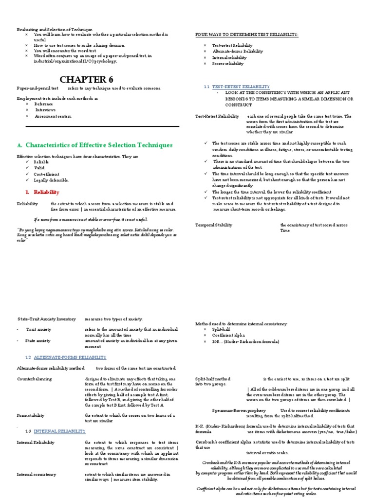 Characteristics of Effective Selection Techniques | PDF | Performance Appraisal | Cronbach's Alpha