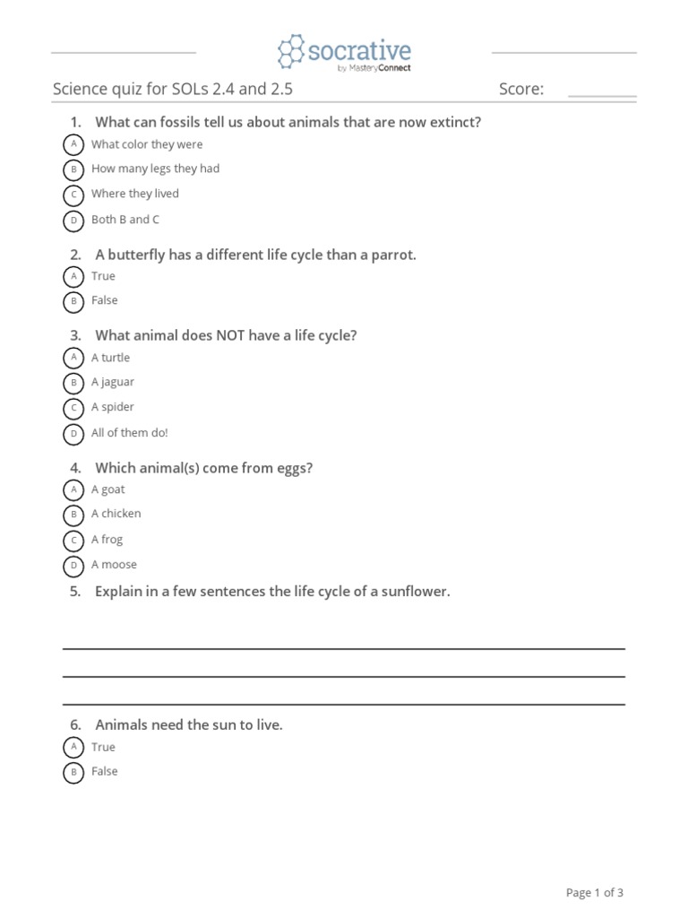 Sciencequizsols24-25 Assessmentpage | PDF