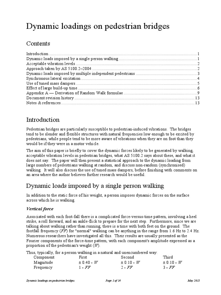 Dynamic Loadings On Pedestrian Bridges PDF | PDF | Mechanical ...