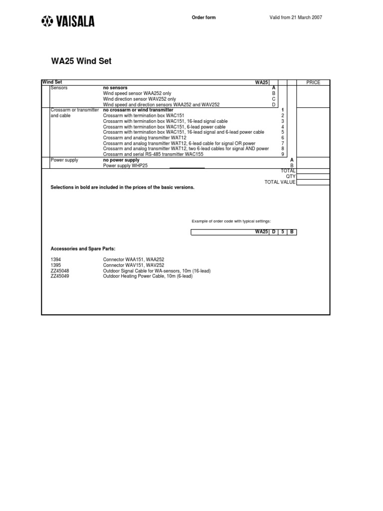 WA25 Order Form Global PDF | PDF