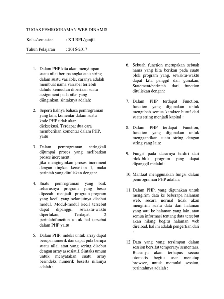 Soal UTS Pemrograman Web Dinamis | PDF