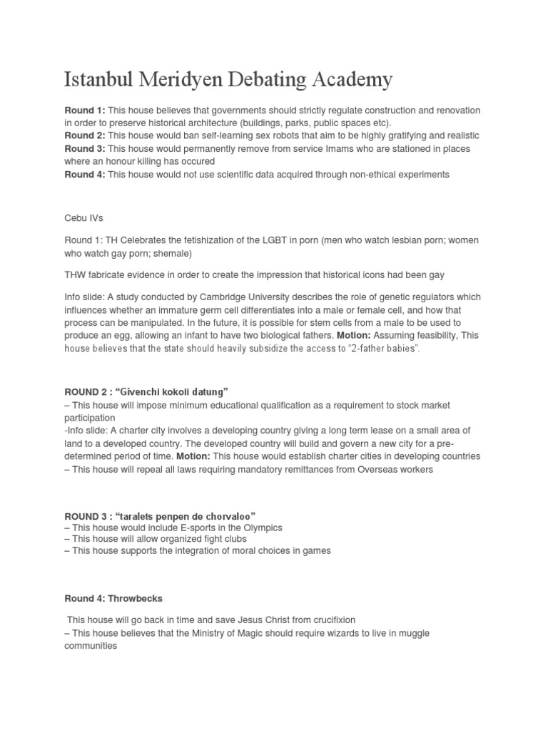 Debate Motions | PDF | Quantitative Easing | Artificial Intelligence