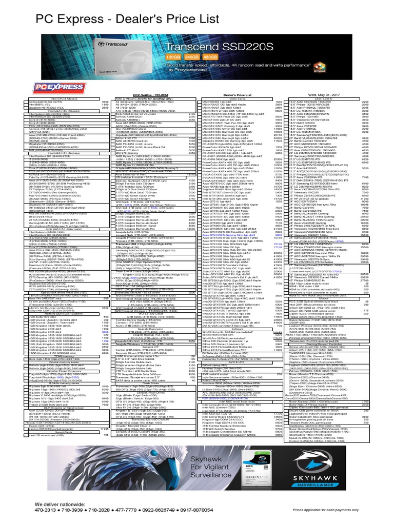 PC Express Dealer Price List 2017 | PDF | Hdmi | Laptop