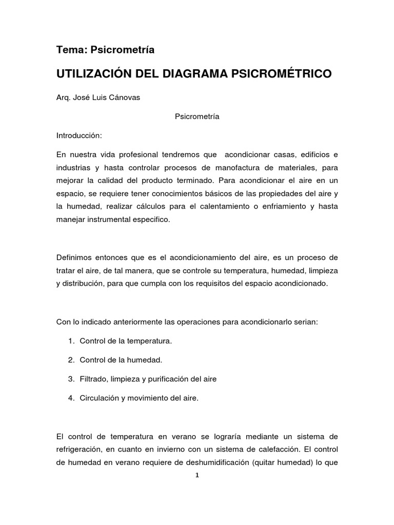 Uso del Diagrama Psicrométrico | PDF