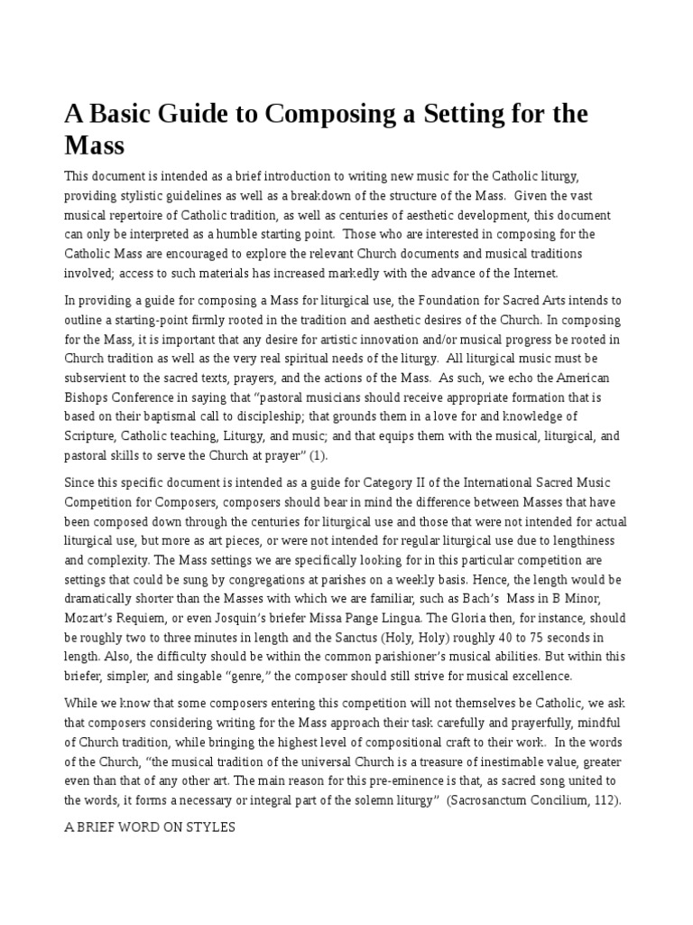 Guides For Composing Liturgical Songs | PDF | Mass (Liturgy) | Catholic Church