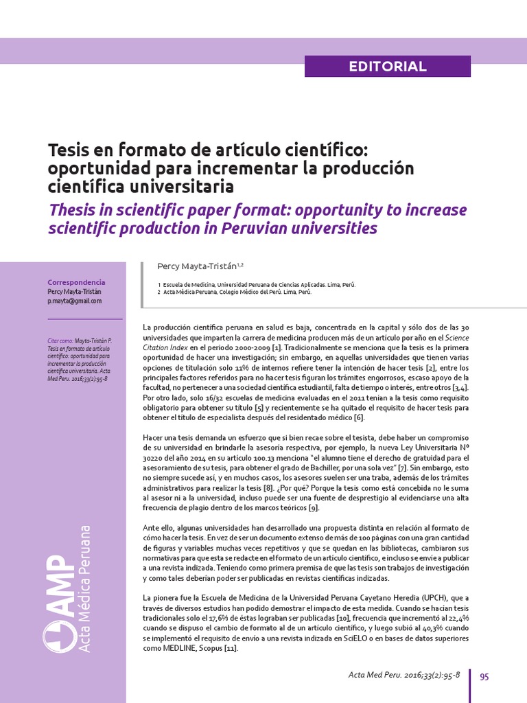 Tesis en Formato de Artículo Científico | Perú | Universidad | Free 30 ...