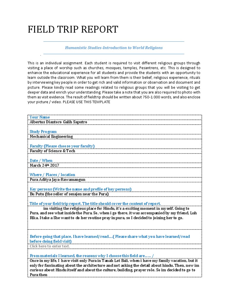 Field Trip Report | PDF | Essays | Psychological Concepts