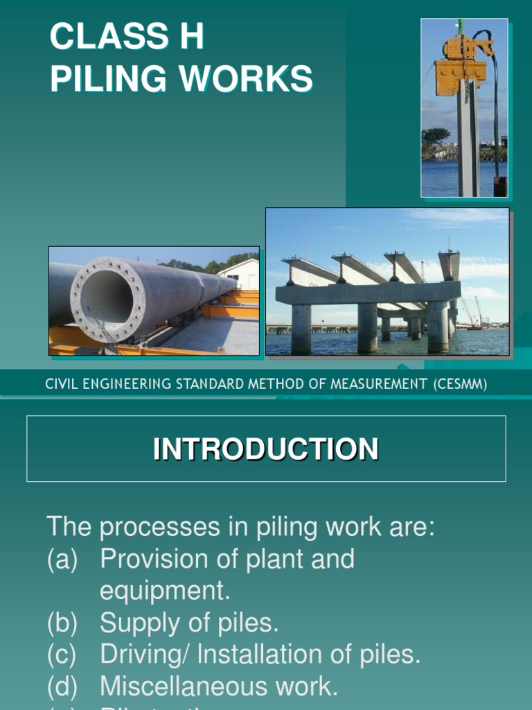 Class H Piling Works: Civil Engineering Standard Method of Measurement ...