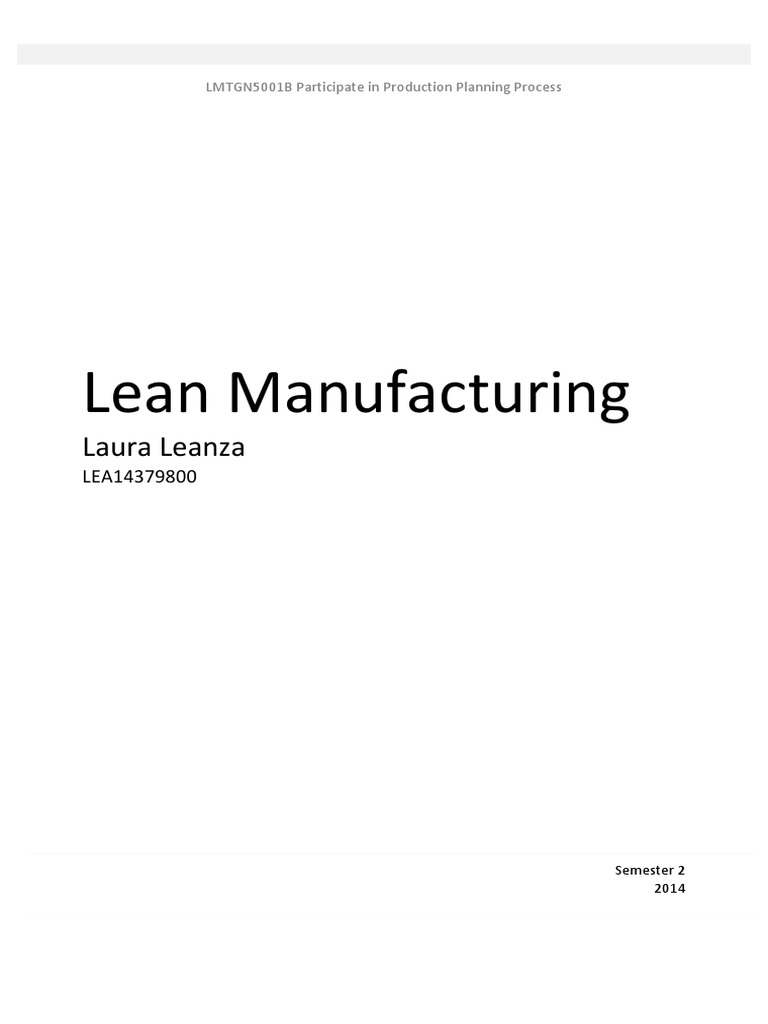 Lean Manufacturing 2014 | PDF | Lean Manufacturing | Operations Management