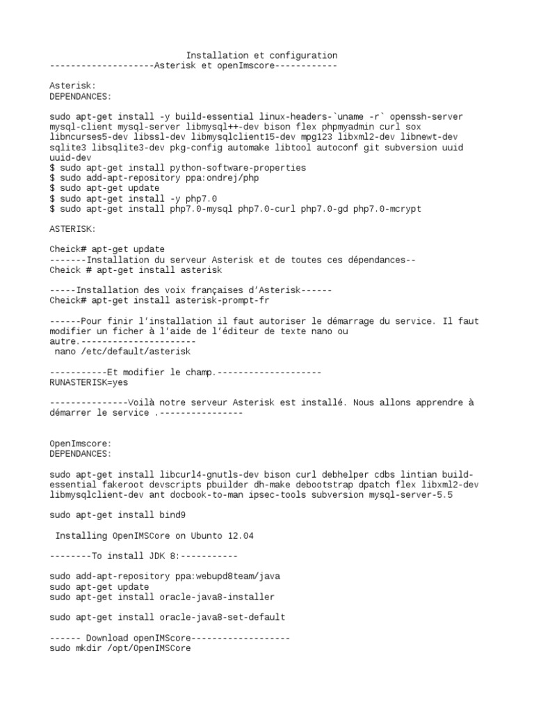 INSTALLATION Complete Asterisk-OpenImsCore | PDF | Java Virtual Machine | Sudo