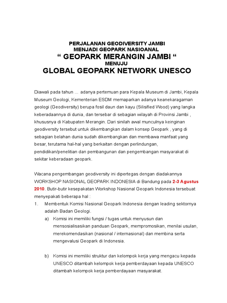 " Geopark Merangin Jambi " Global Geopark Network Unesco | PDF