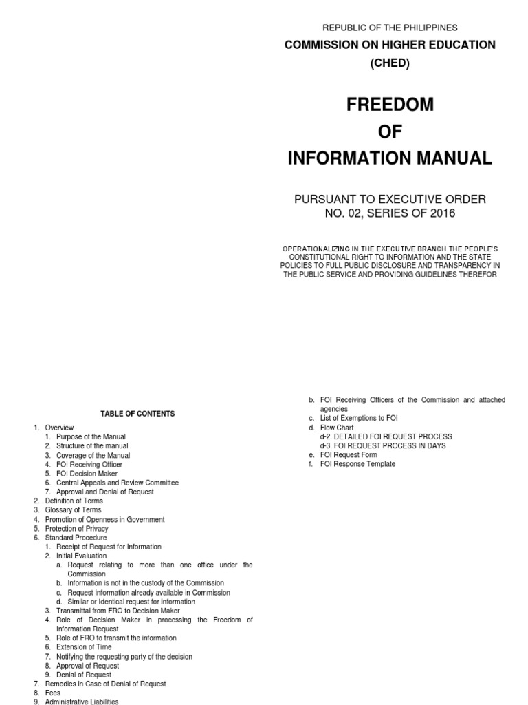CHED Freedom of Information Manual: Guidelines for Processing FOI ...